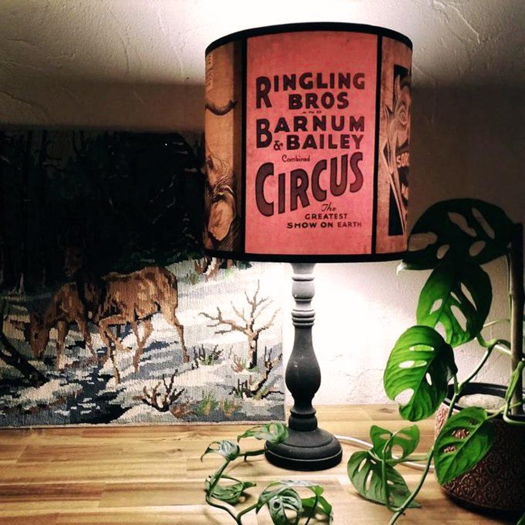Circus Sideshow Drum Lamp Shade: Unique Circus Decor, Orange Salmon, 7 ...