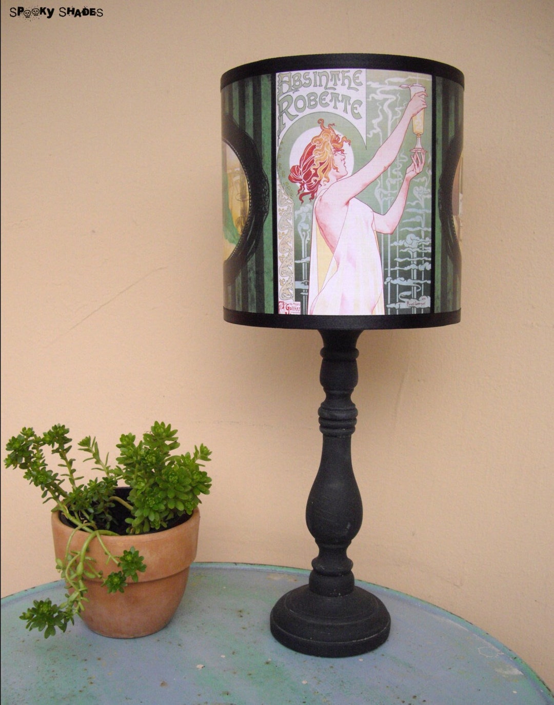Absinthe Lamp Shade Lampshade Art Nouveau, Bohemian Decor, Green Lamp ...