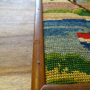 Vintage Needlepoint Landscape Framed in Wooden Frame Umbrella Pine ...