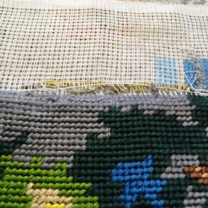 Large Vintage Deer Family Finished Needlepoint Tapestry - Spring ...