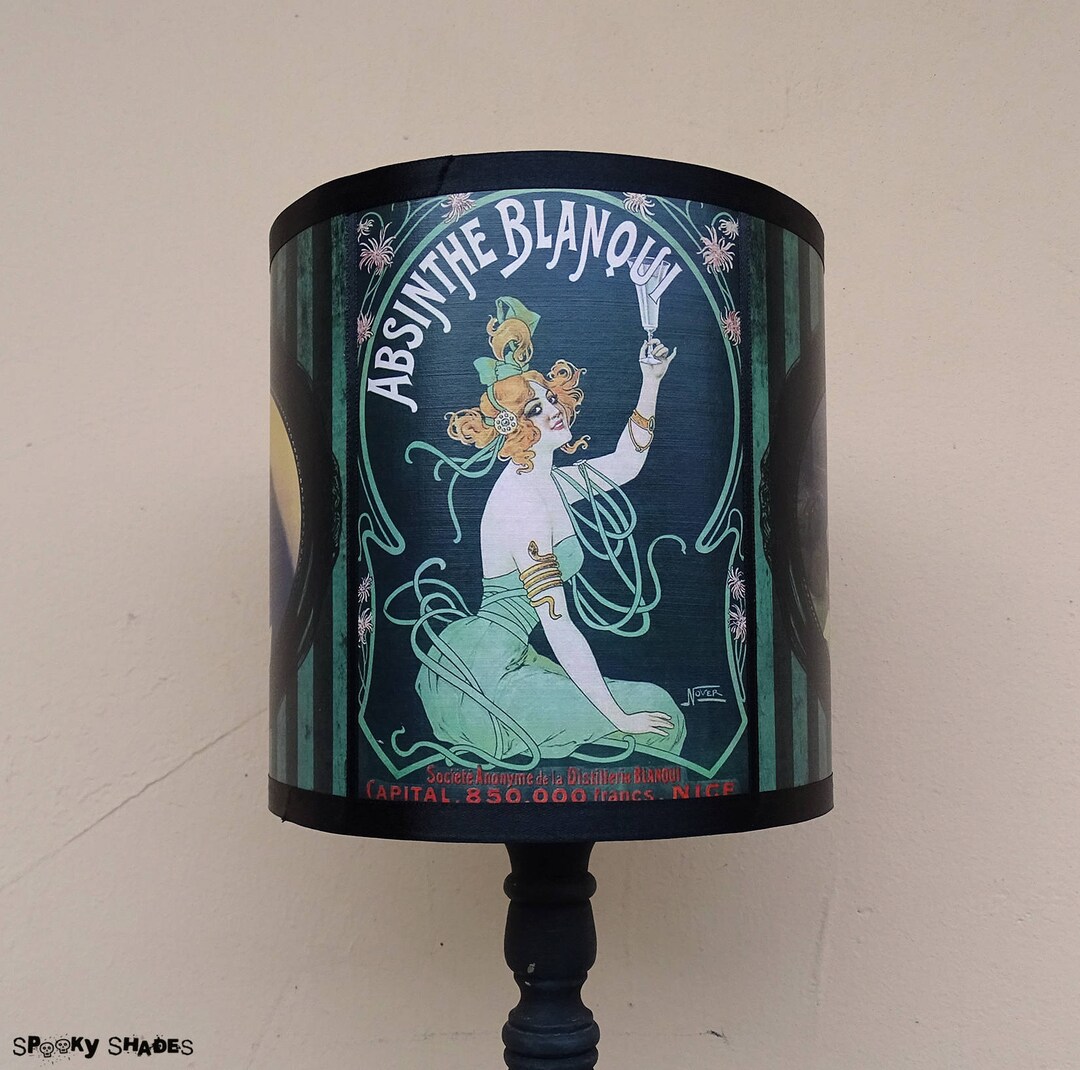 Absinthe Lamp Shade Lampshade Art Nouveau, Bohemian Decor, Green Lamp ...