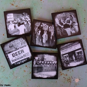 Prohibition Coasters - Set of 6 Wooden Coasters - Black and White Beer ...