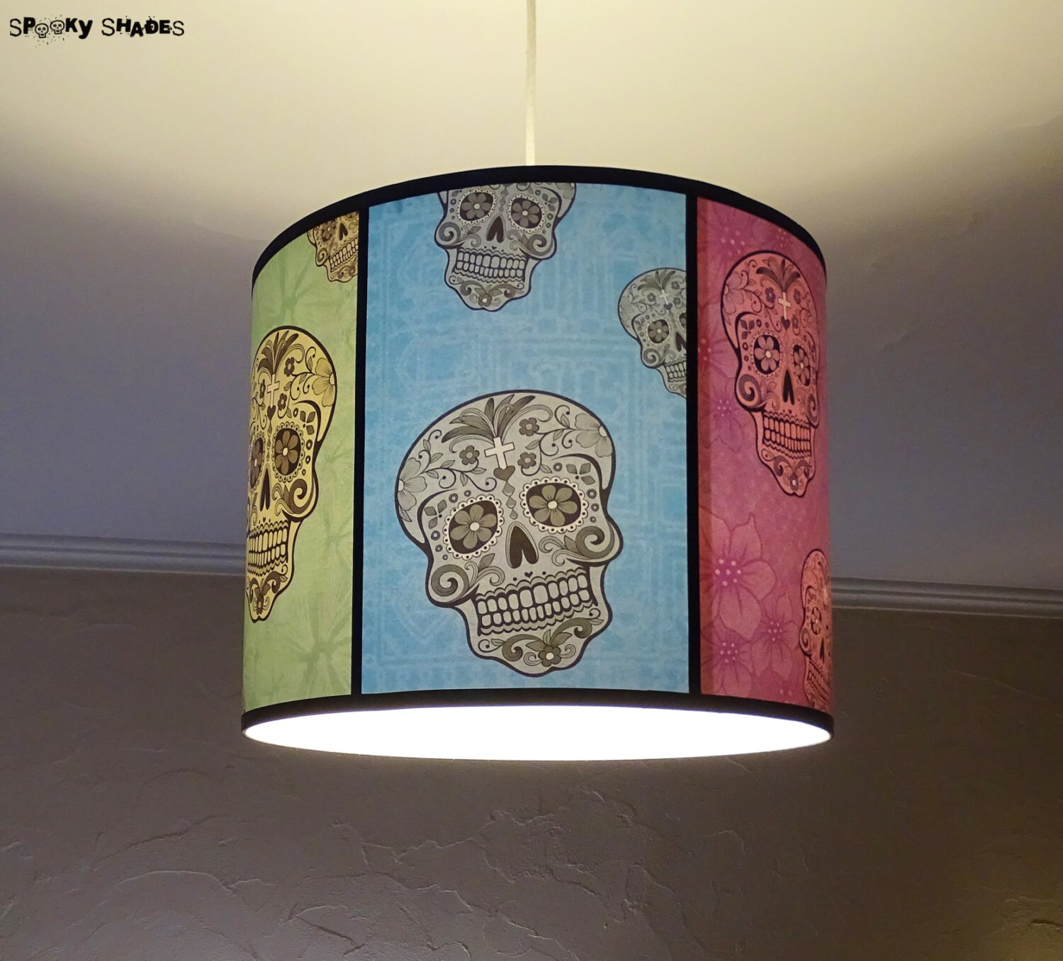 Skull lamp Rainbow Sugar Skulls pendant lamp shade lampshade | Etsy