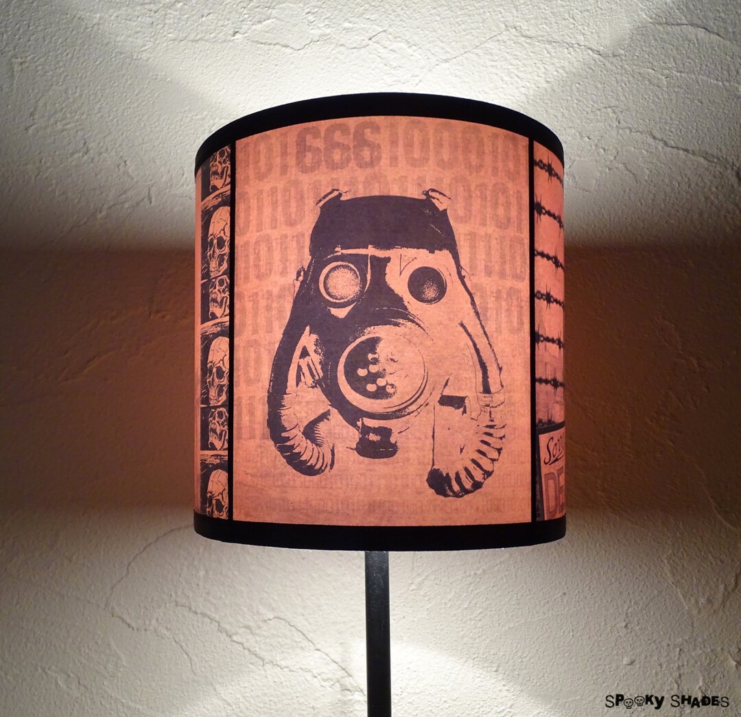 Halloween Decor Orange Gas Mask Lamp Shade Lampshade Post Apocalyptic ...