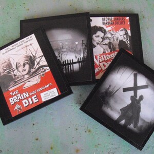 Horror Night Coasters Set of 4 Wooden Coasters Geekery, Horror Movie ...