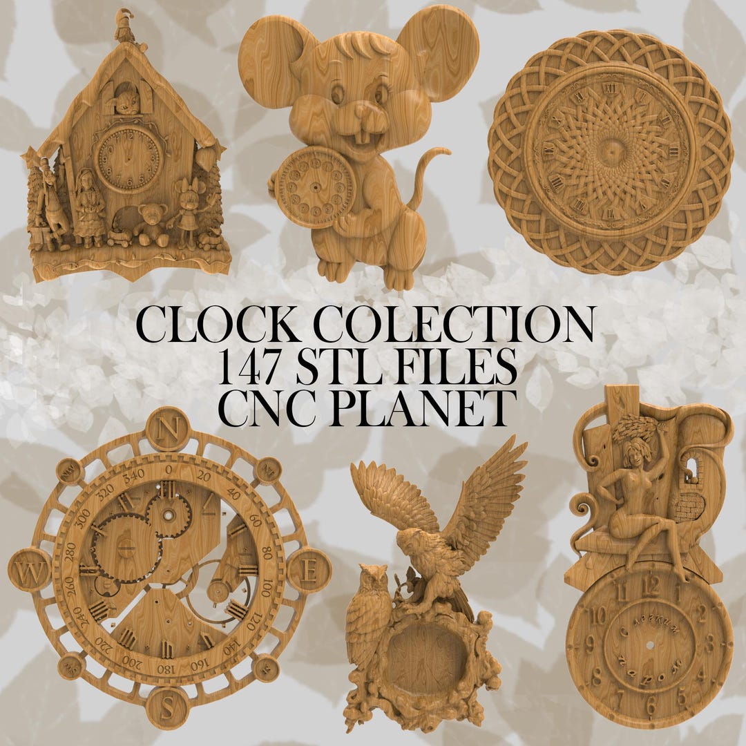 Clocks 147 STL Files for CNC & 3D Projects Decorative Clock Designs ...