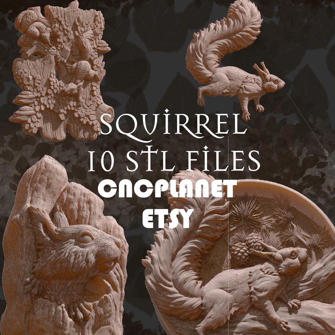 10 Squirrel STL Files CNC Router & 3D Projects Squirrel Cut File Pack ...