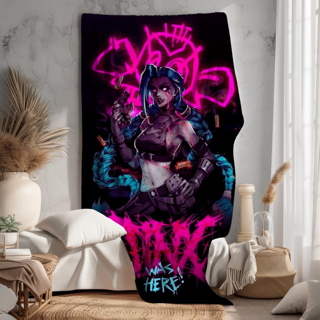 Velveteen Jinx LOL Blanket, Jinx Arcane Blanket, Arcane Gaming Throw Blanket, Video Game Lover ...