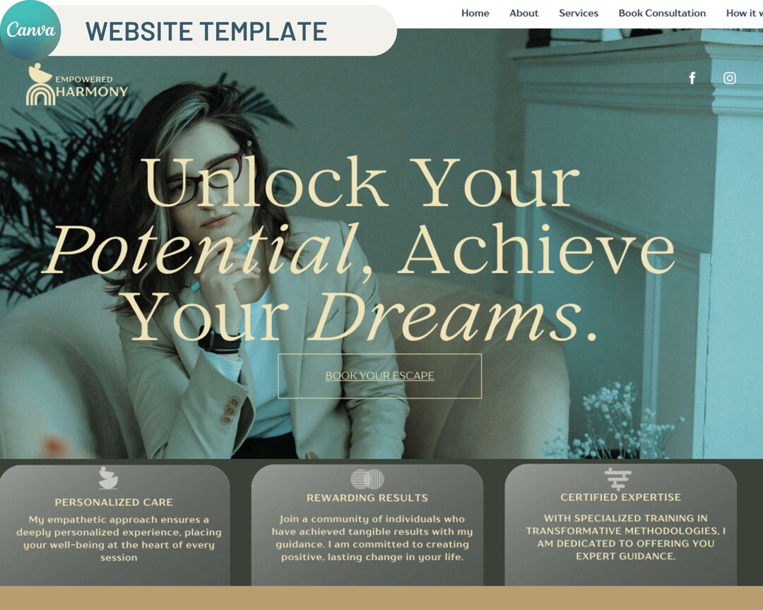 Canva Life Coach Website Template, Boho Coaching Business Landing Page ...