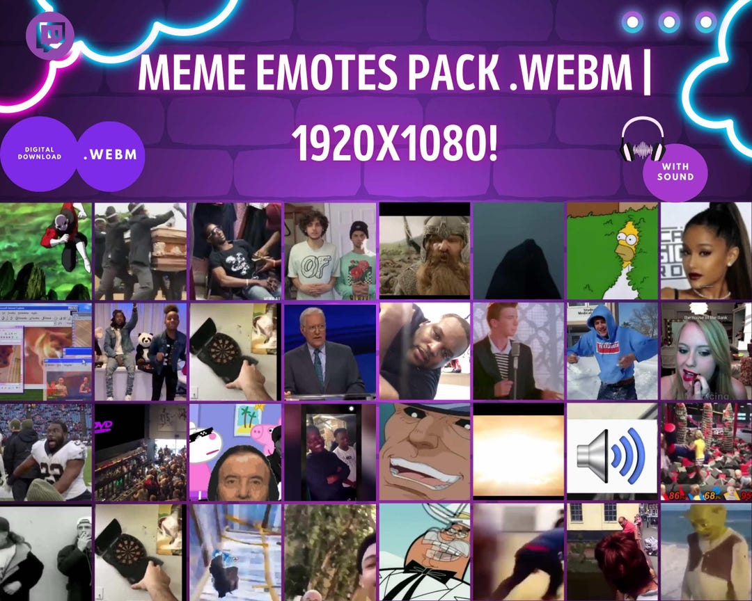 Funny Meme Emotes Pack | 125+ Animated Stream Overlays With Sound WEBM ...