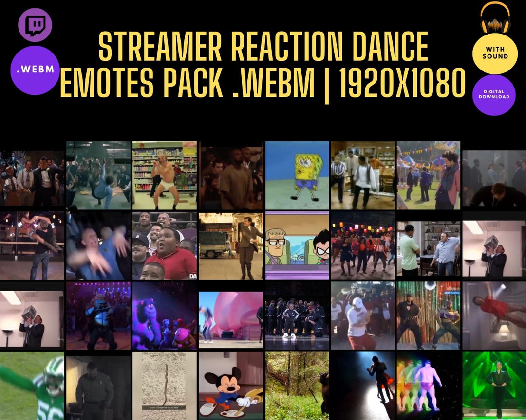 Streamer Dance Emotes – Animated Hype Reaction Clips | 1920x1080 WEBM ...