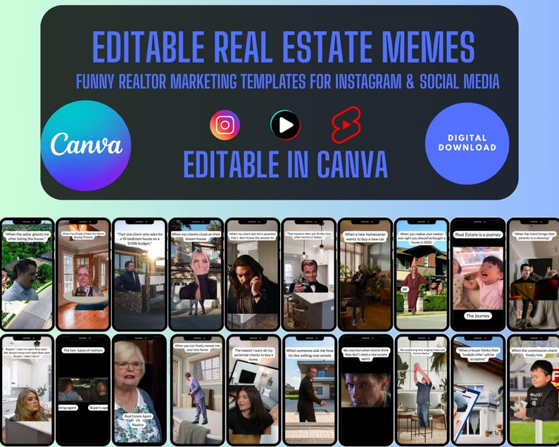 Real Estate Meme Templates for Canva | Funny Realtor Instagram & Social ...