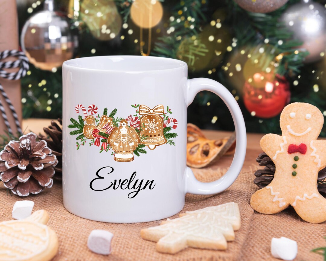 Personalized Christmas Gingerbread Mug, Custom Holiday Coffee Cup, Hot ...