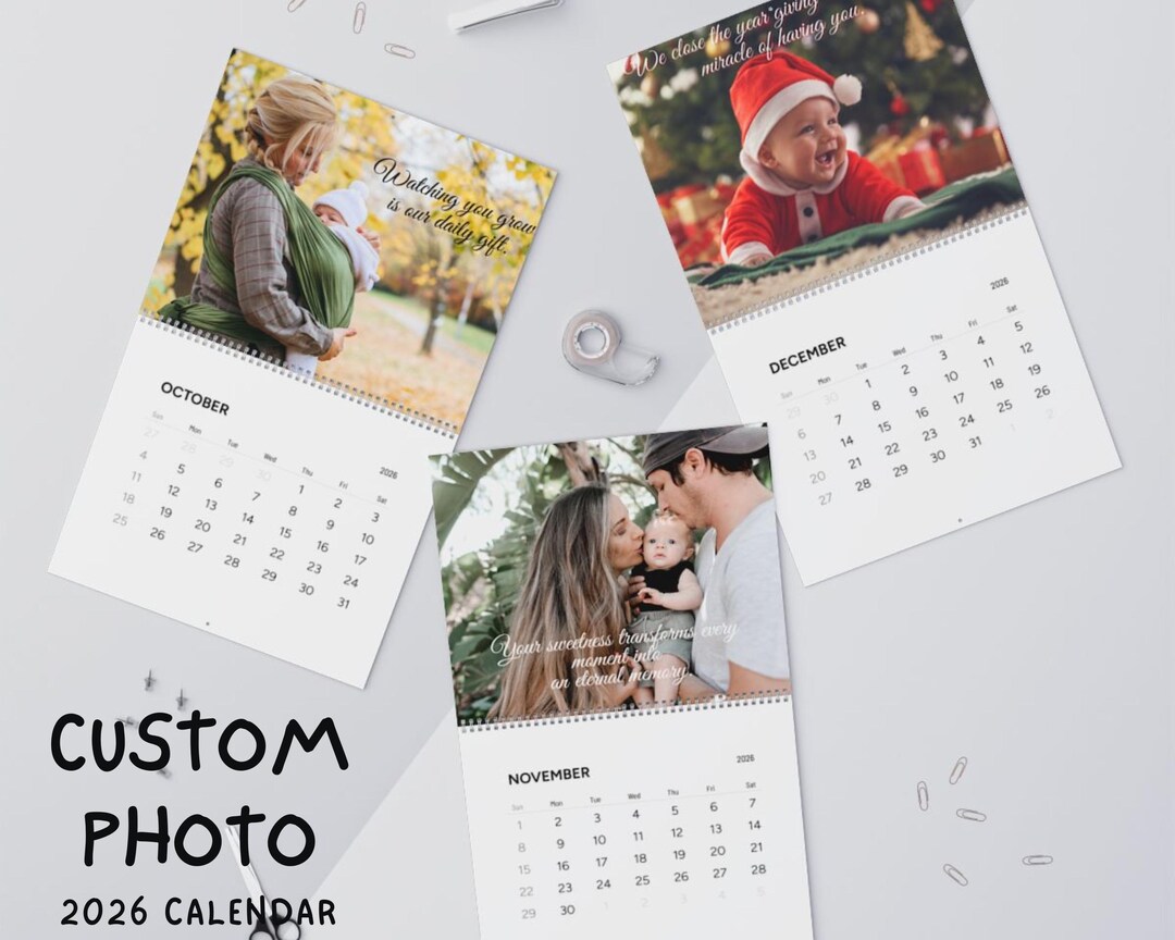 Personalized Photo Calendar 2026, Custom Wall Calendar With Birth ...