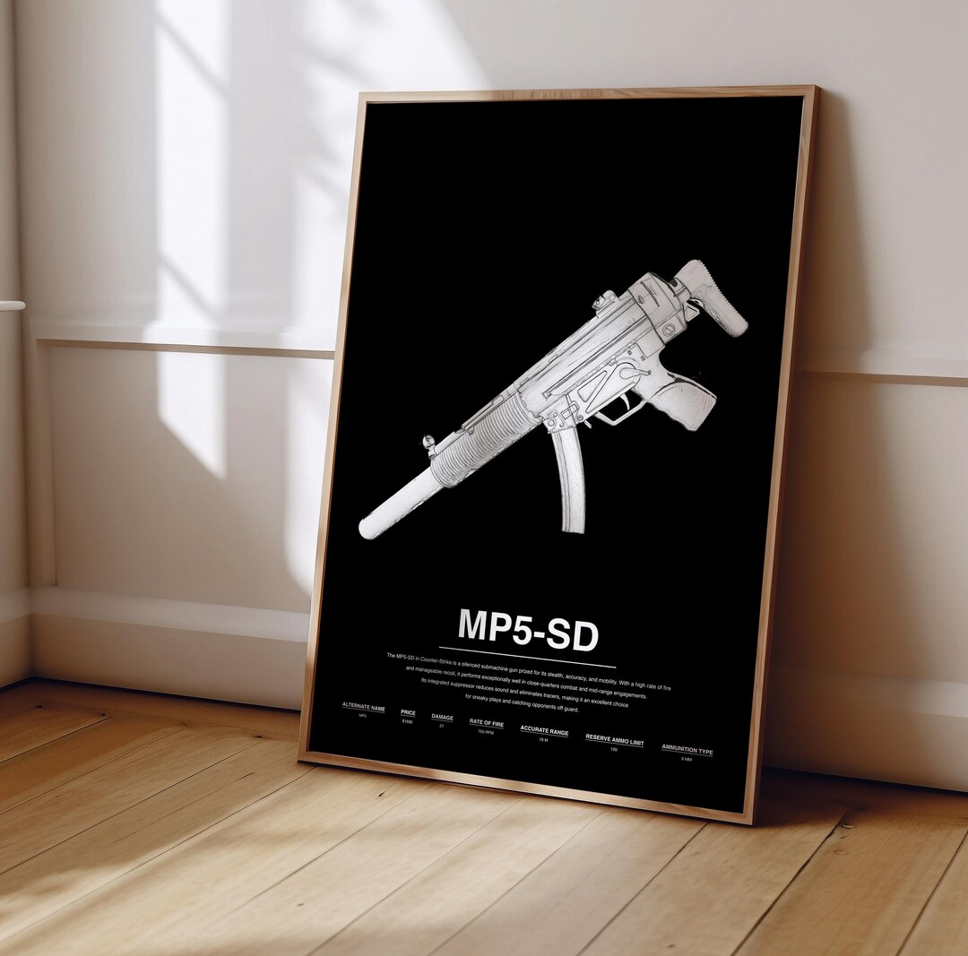Counter Strike MP5 SD Poster | Counter Strike Poster Print | Gaming ...