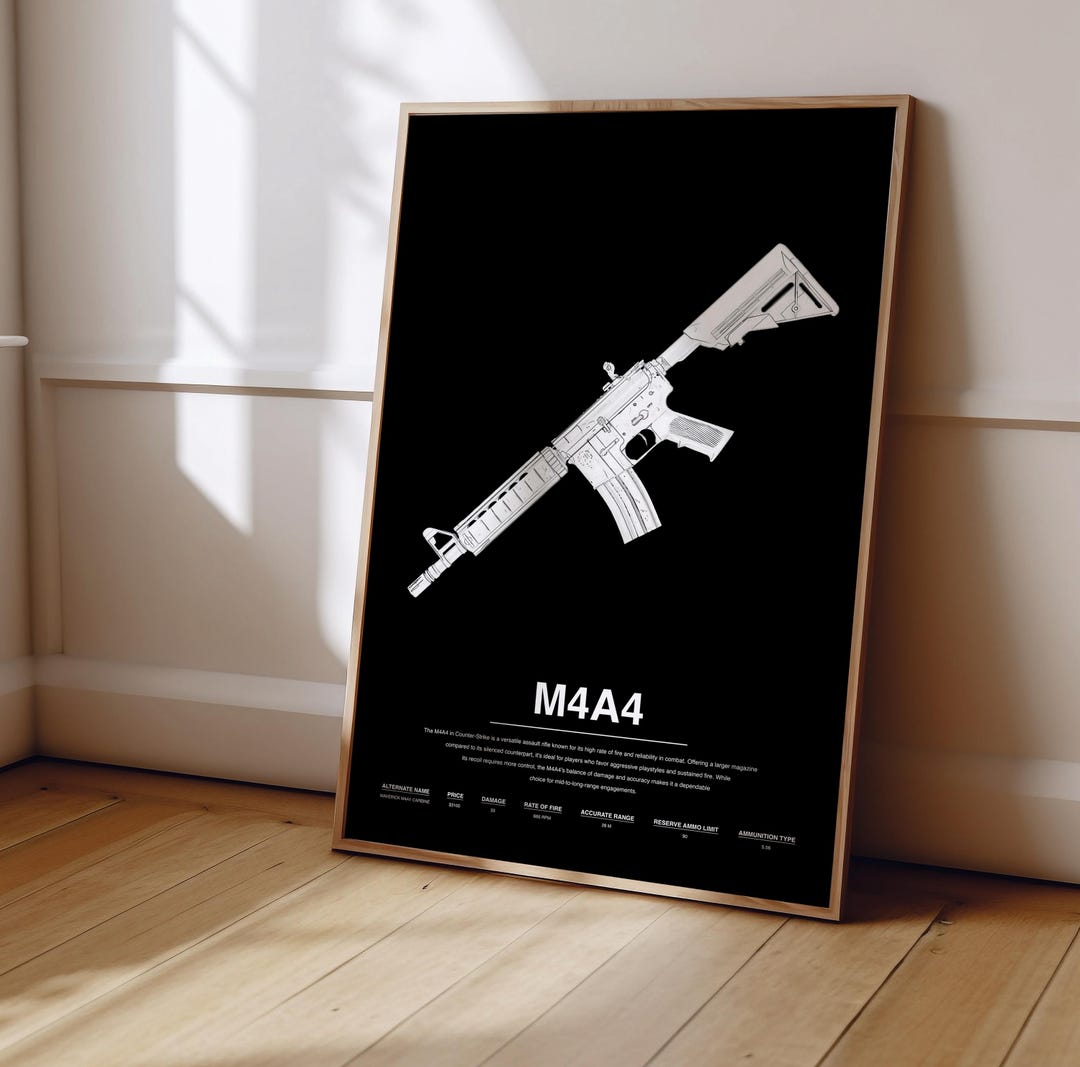 Counter Strike M4A4 Poster | Counter Strike Poster Print | Gaming ...
