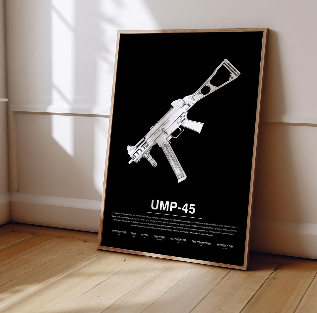 Counter Strike UMP-45 Poster | Counter Strike Poster Print | Gaming ...