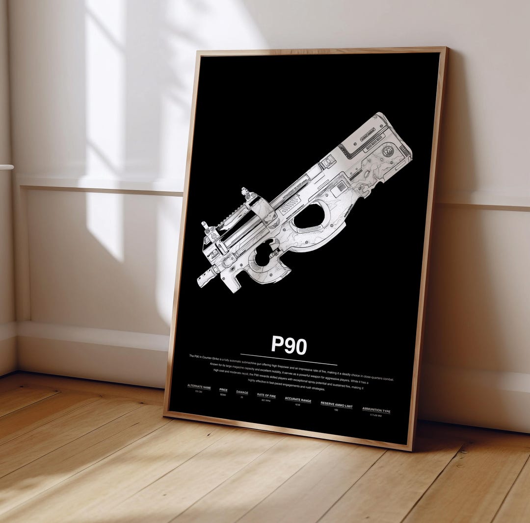 Counter Strike P90 Poster | Counter Strike Poster Print | Gaming Poster ...