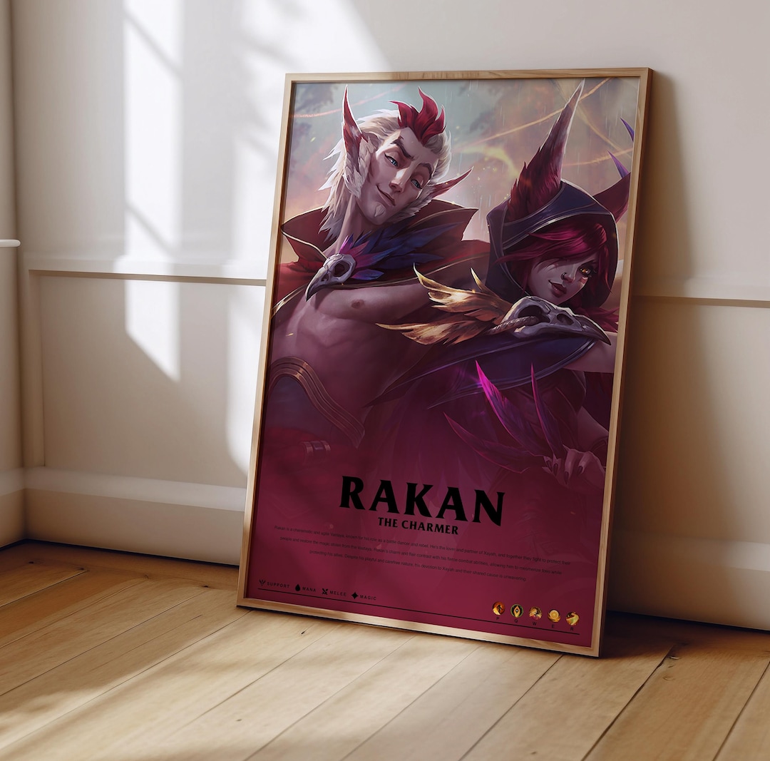 League of Legends Rakan Poster | Lol Poster Print | Gaming Poster ...