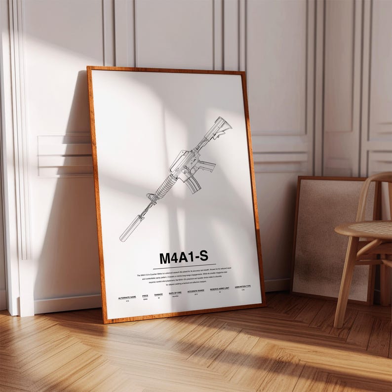 Counter Strike M4A1 S Poster | Counter Strike Poster Print | Gaming ...