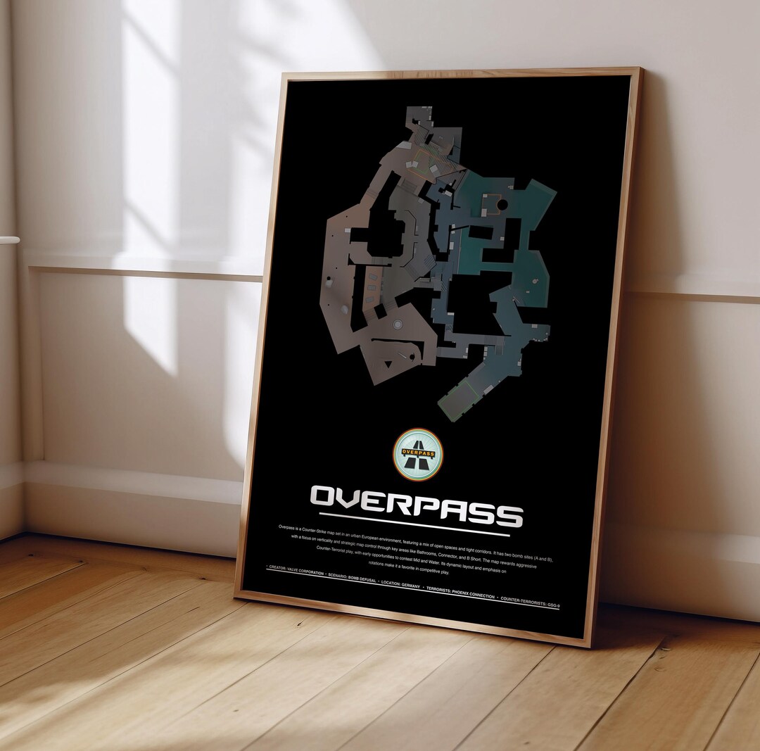 Counter Strike Overpass Poster | Counter Strike Print | Gaming Poster ...