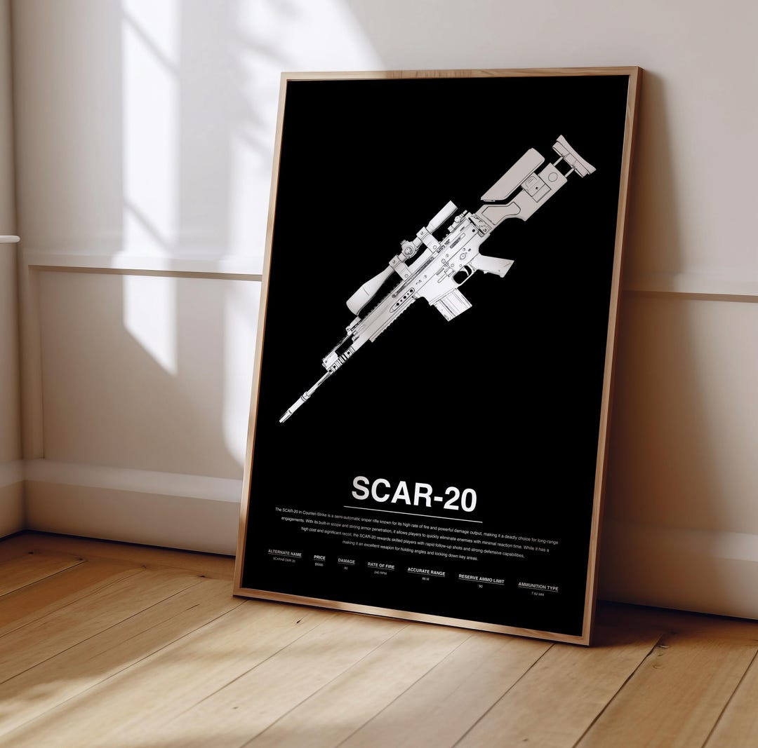 Counter Strike SCAR-20 Poster | Counter Strike Poster Print | Gaming ...