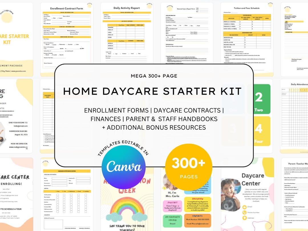 Daycare Starter Kit Mega, Forms, Prek Contracts, Pre Education Handbook ...