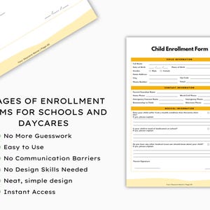 Daycare Enrollment Forms, Editable Registration Templates, Sign-up,easy ...