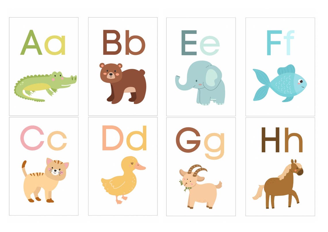 ABC Flashcards, Alphabet Flashcards, Animal Flashcards, ABC Animals ...