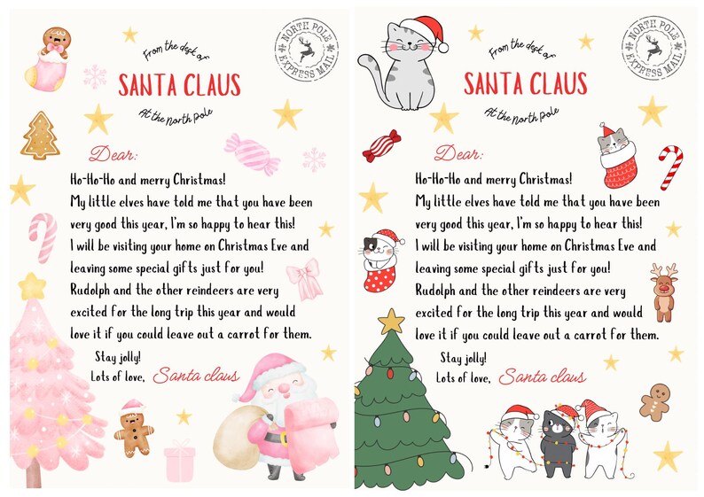Santa Letter, Letter From Santa, 4 Designs Included, Christmas Letter ...