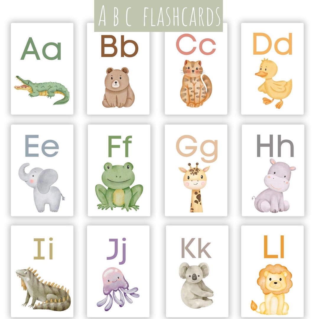 ABC Flashcards, Alphabet Flashcards, Animal Flashcards, Learning ...