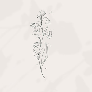 Birth Month Flower, May Tattoo, Lilly of the Valley Flower,fine Line ...
