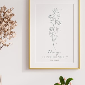 Birth Month Flower, May Tattoo, Lilly of the Valley Flower,fine Line ...
