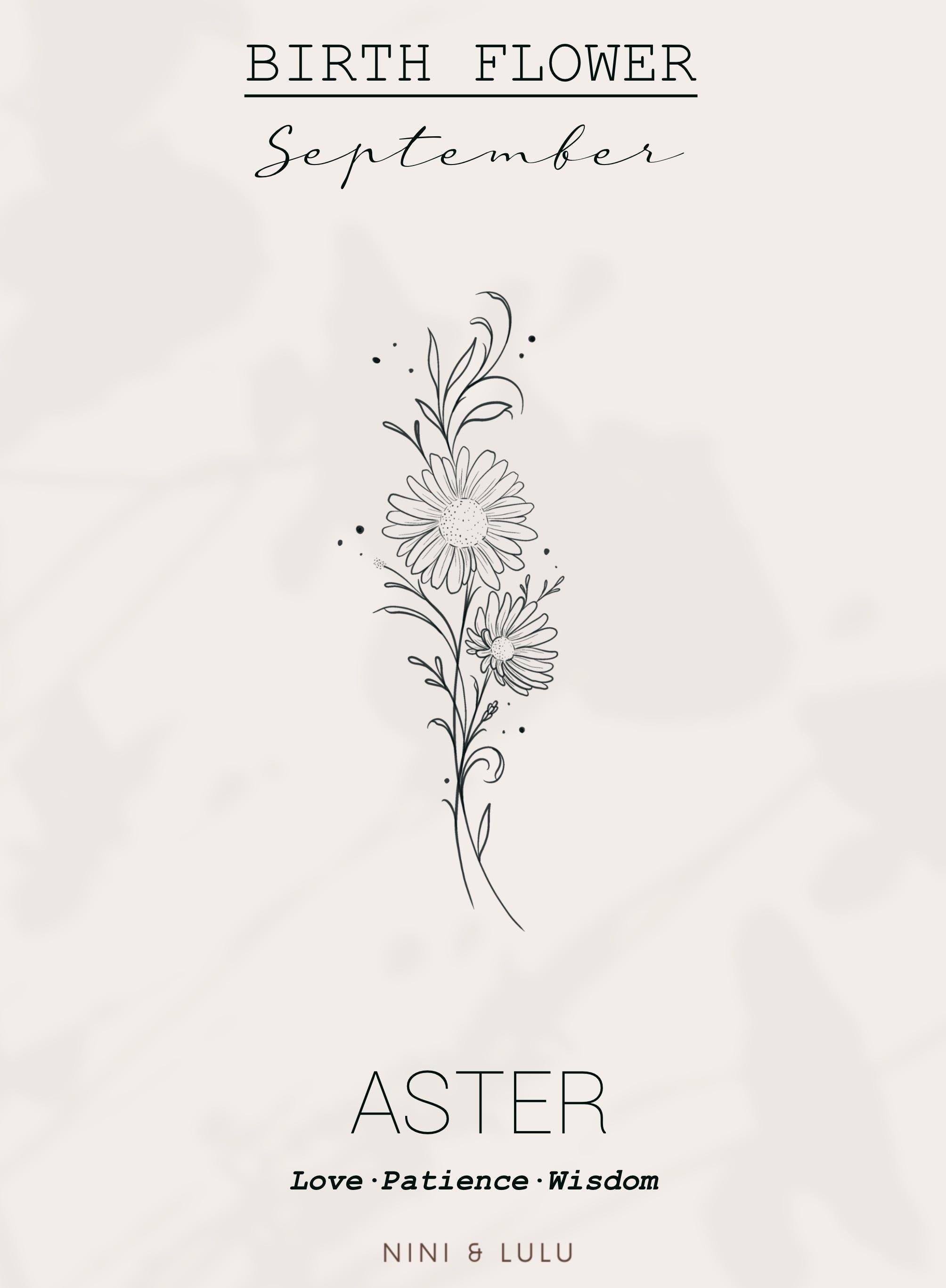 September Birth Month Flower Tattoo Design, Aster Birth Month Flower ...