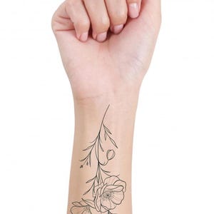 Poppy Tattoo Design: August Birth Flower Fine Line Art (digital ...