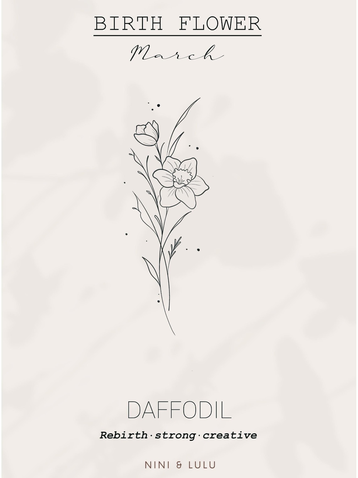 Daffodil Birth Flower Tattoo, Birth Month Flower Tattoo Design, March ...