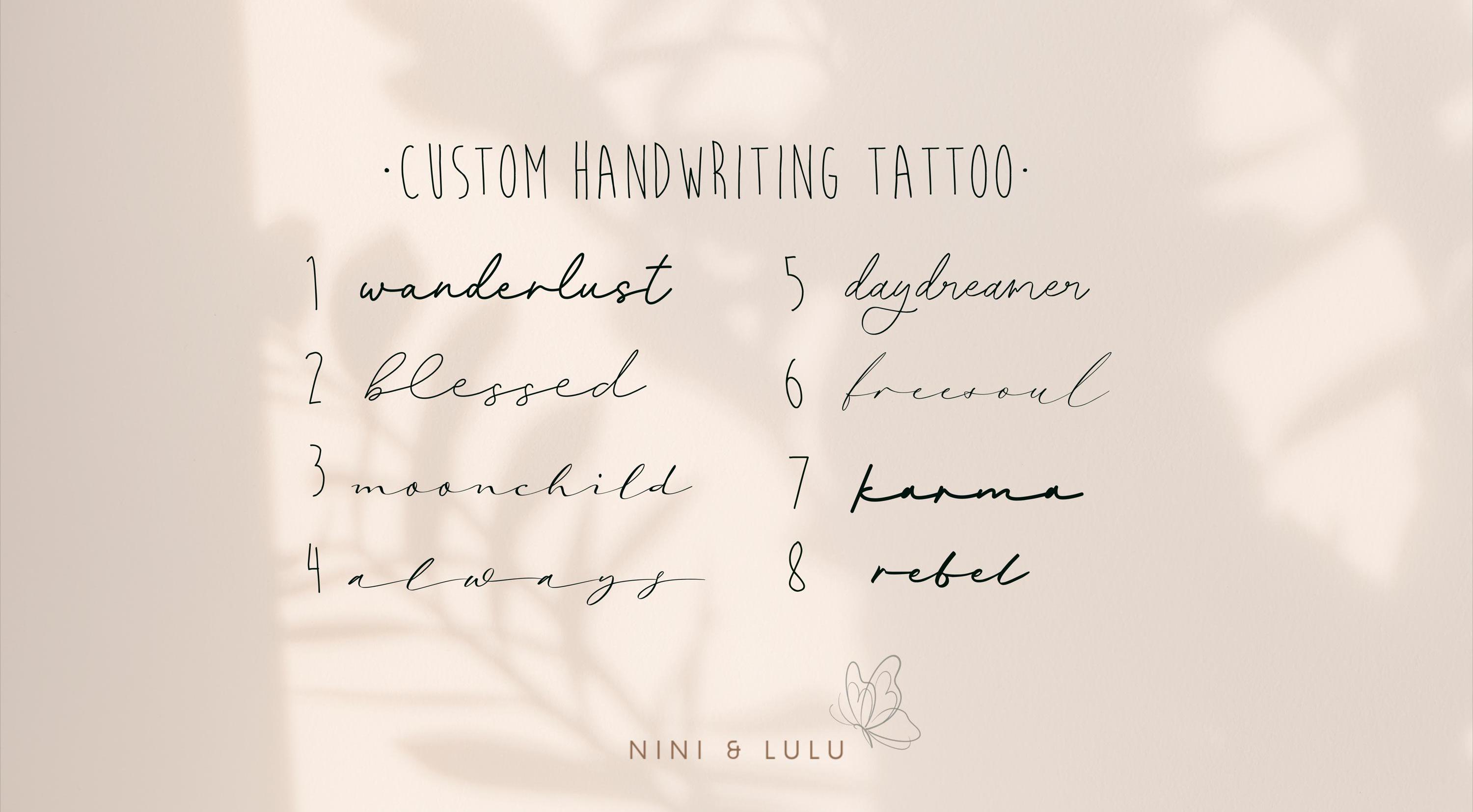 Custom Handwritten Tattoo Design, Handwritten Tattoo, Tattoo Font Style ...