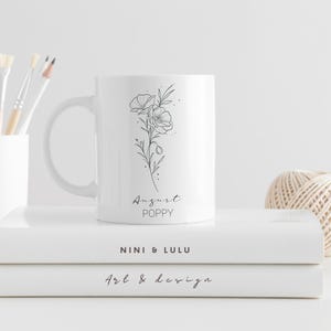 Poppy Tattoo Design: August Birth Flower Fine Line Art (digital ...