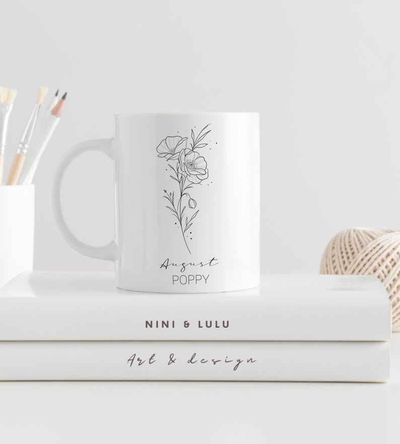 Poppy Tattoo Design: August Birth Flower Fine Line Art (digital ...