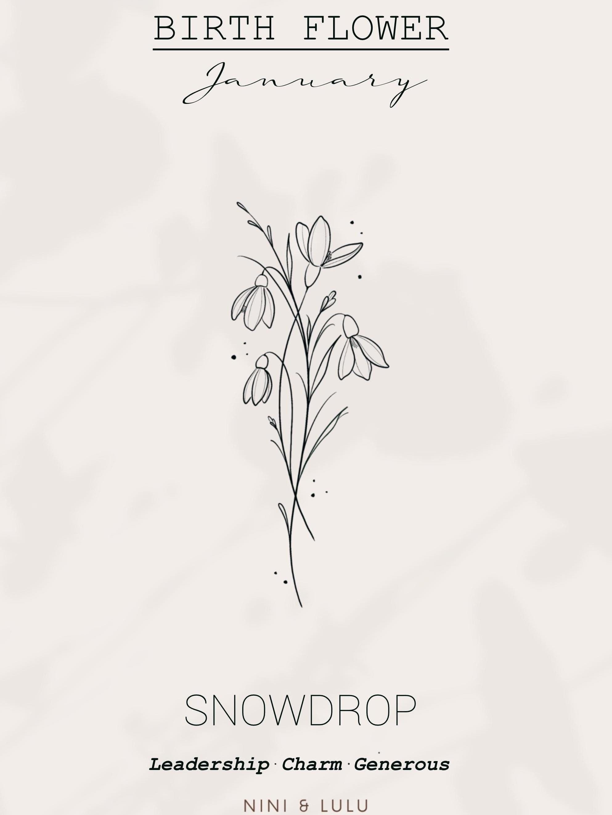 Snowdrop Birth Flower Tattoo Design – Elegant January Floral Fine Line ...