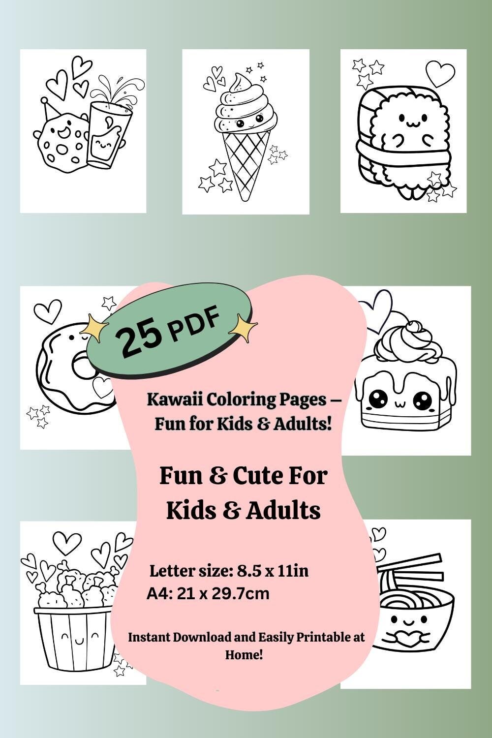 25 Kawaii Food Coloring Pages - Cute Coloring Pages - Printable ...