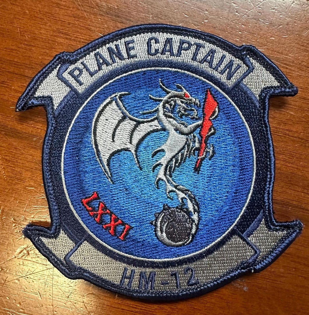 Embroidered Patch HM-12 COLOR Plane Captain Blue Squadron Patch With ...