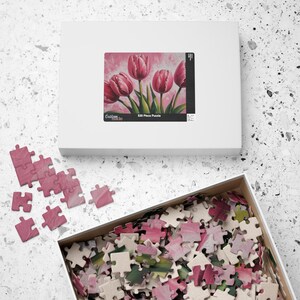 Pink Tulips Nature Jigsaw Puzzle Floral Art Hand Painted Acrylic Design ...