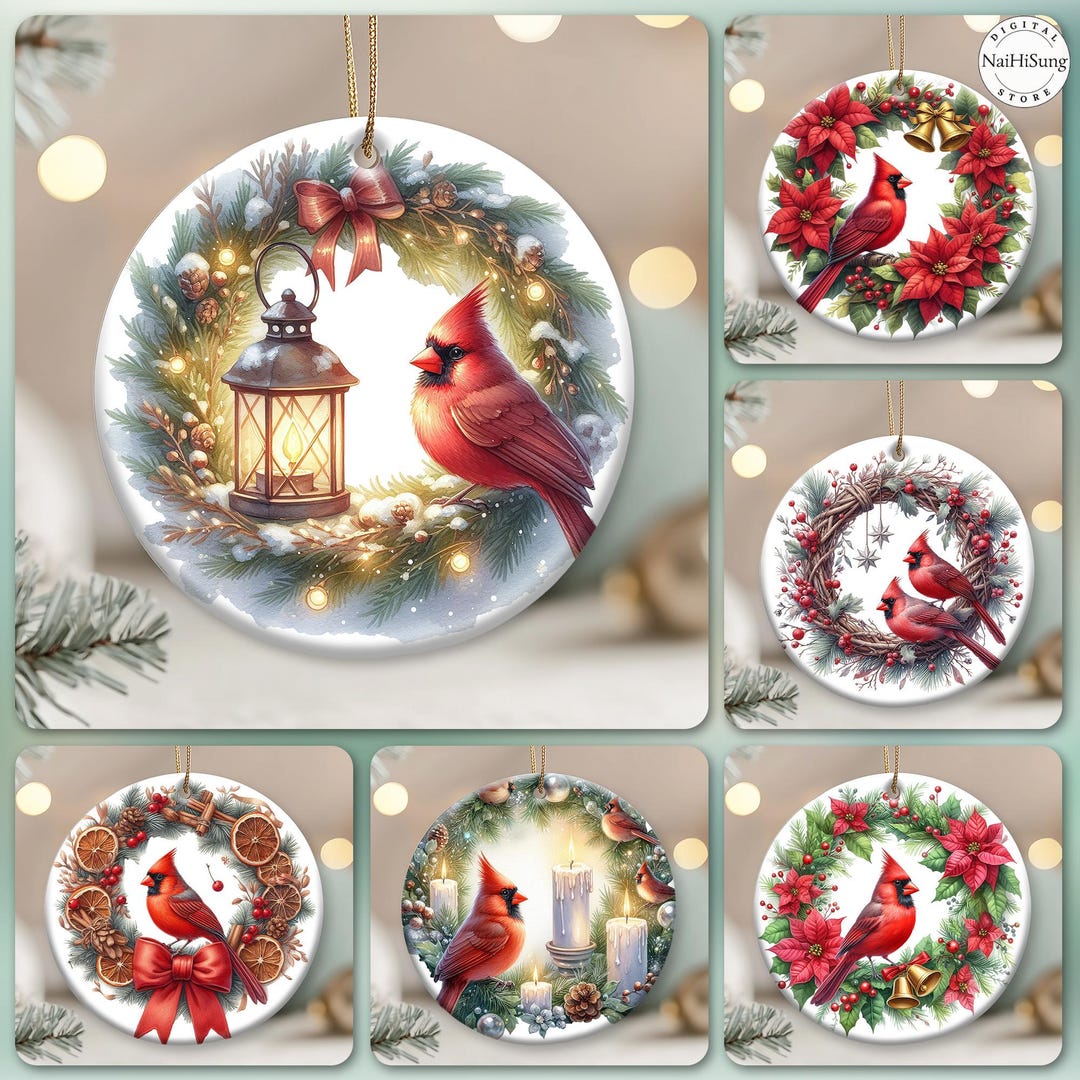 20 Red Cardinal Ornament Png, Red Cardinal Christmas Ornament Designs ...
