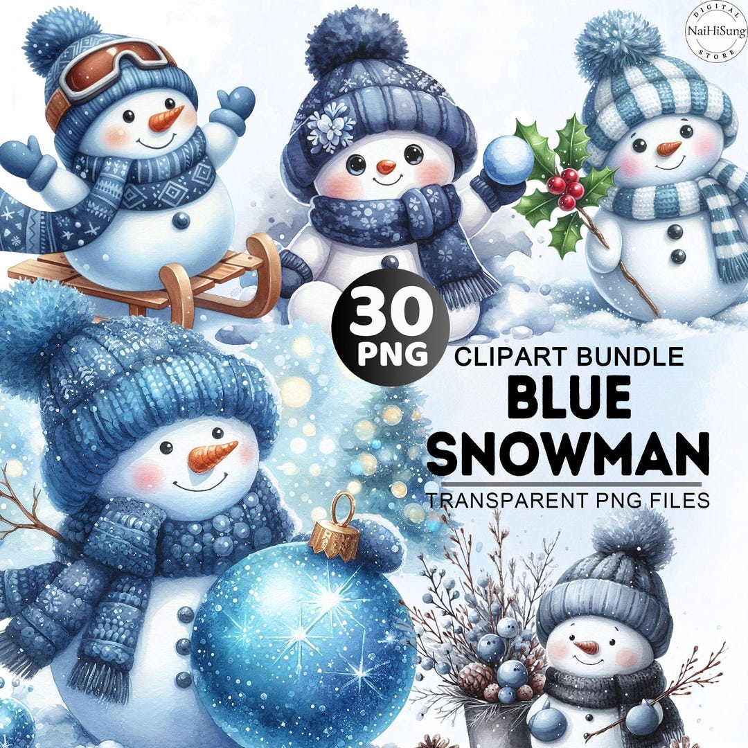 Watercolor Christmas Snowman Clipart, Christmas PNG Snowman Family ...