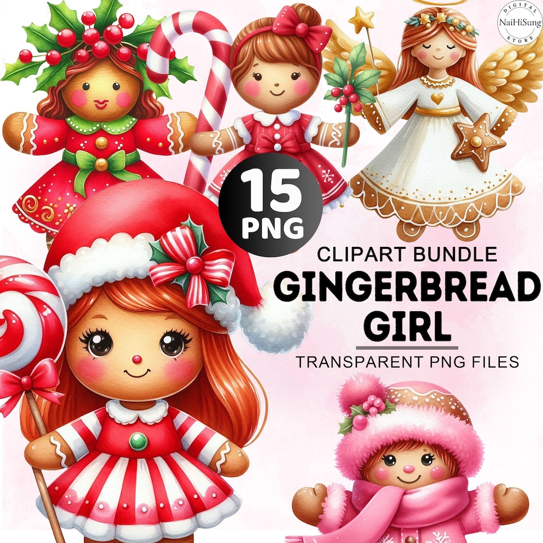 Watercolor Gingerbread Girl Clipart, Christmas PNG Christmas Cookies ...