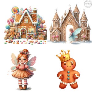 Watercolor Gingerbread Kingdom Clipart, Christmas PNG Gingerbread ...
