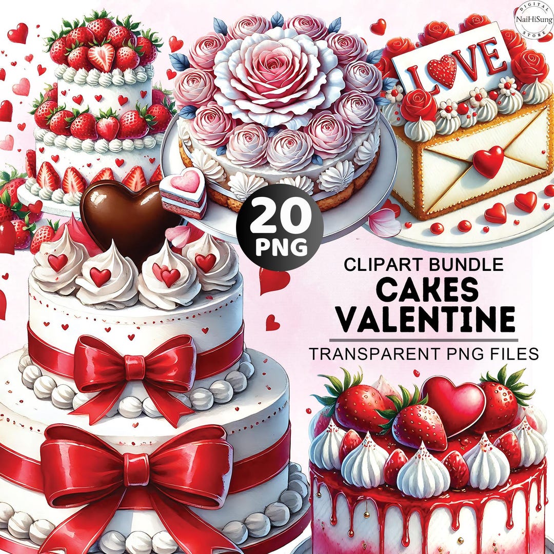Watercolor Valentines Cakes Clipart, Valentine PNG Valentine Day ...
