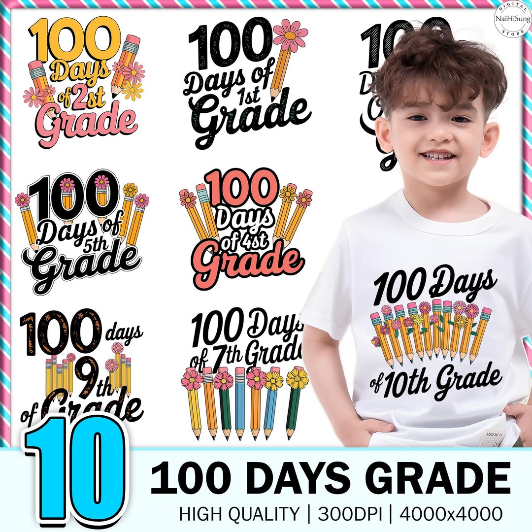 100 Days Grade School Clipart, PNG School Clipart, 100 Days of ...