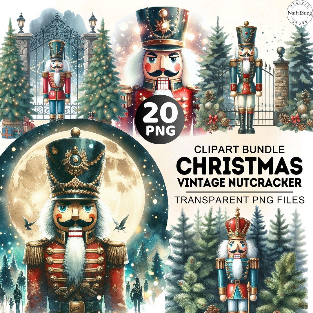 Watercolor Christmas Nutcracker Clipart, Christmas PNG Vintage ...
